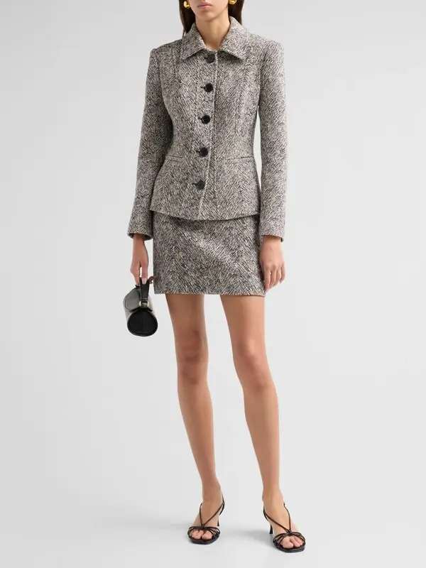 MILLY Esme Herringbone Structured Jacket