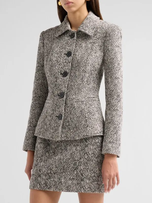 MILLY Esme Herringbone Structured Jacket