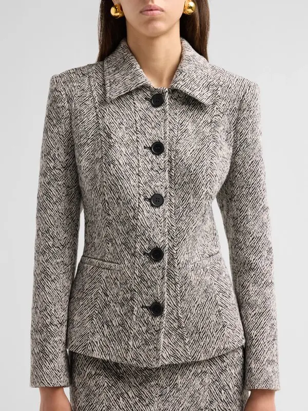 MILLY Esme Herringbone Structured Jacket