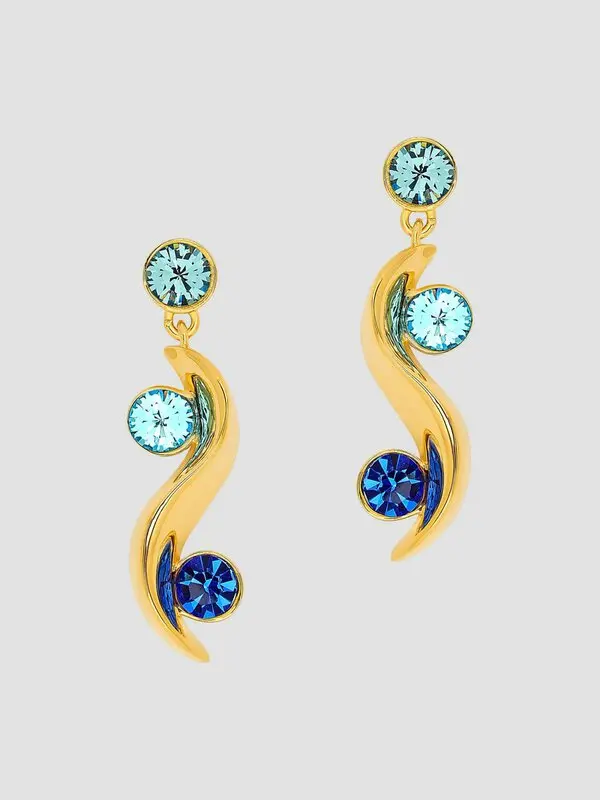 Oscar De La Renta 24k-gold-plated & Glass Wave Drop Earrings - Blue Multi