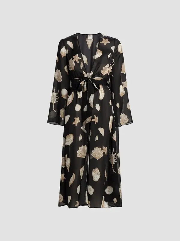 MILLY Vince Seashell-print Cover-up Midi-dress