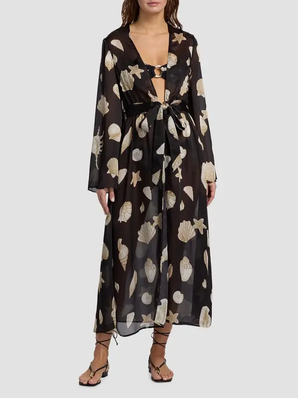 MILLY Vince Seashell-print Cover-up Midi-dress