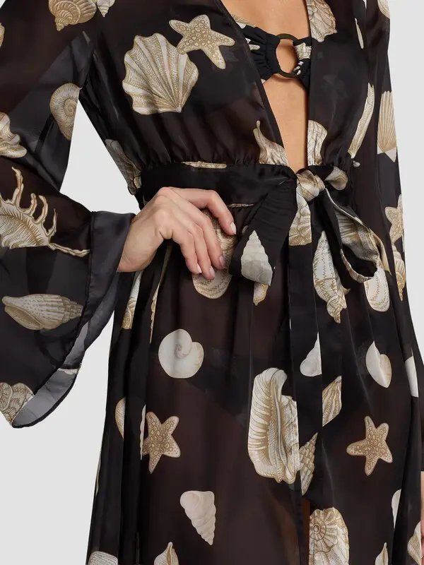 MILLY Vince Seashell-print Cover-up Midi-dress