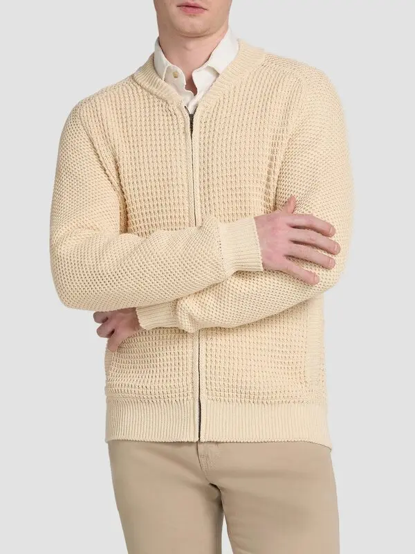 SAKS FIFTH AVENUE Collection Honeycomb Bomber Sweater