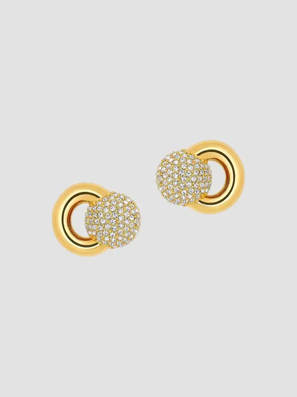Oscar De La Renta 24k-gold-plated Brass & Rhinestone Stud Earrings - Crystal