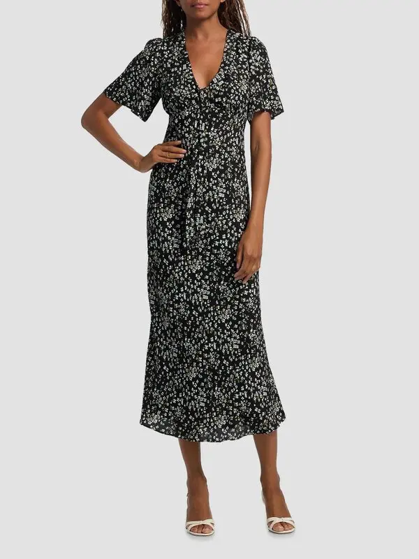 REFORMATION Tyra Floral Crepe Midi-dress