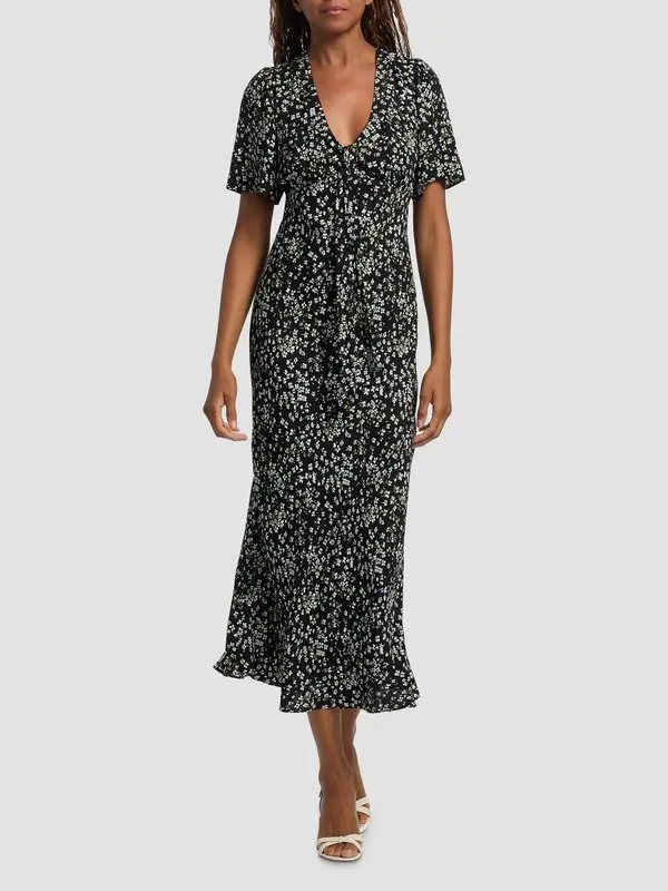 REFORMATION Tyra Floral Crepe Midi-dress