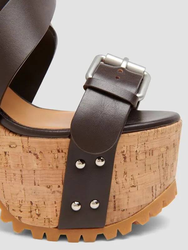 Moschino Open Toe Leather Platform Sandals