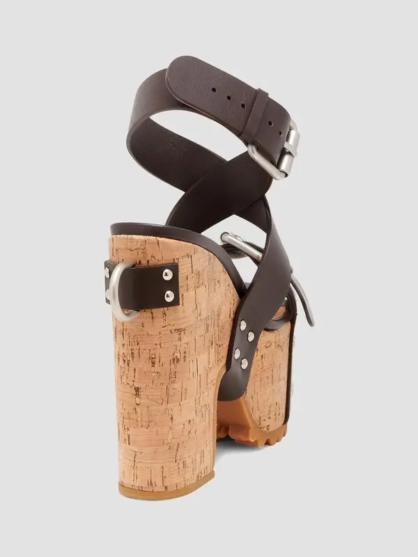 Moschino Open Toe Leather Platform Sandals