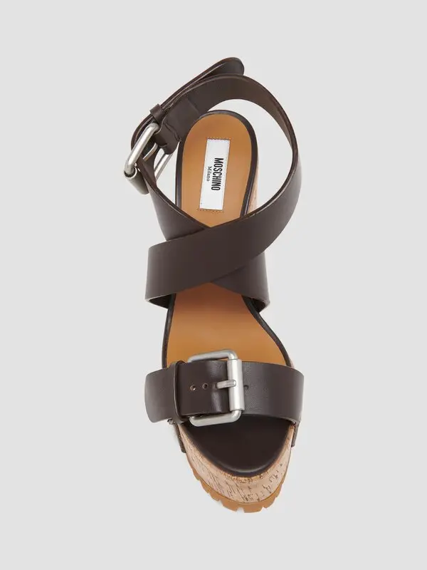 Moschino Open Toe Leather Platform Sandals