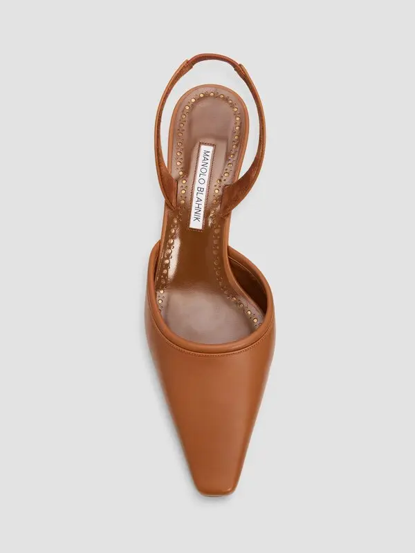 Manolo Blahnik Vendona 50mm Leather Block-heel Pumps - Medium Brown