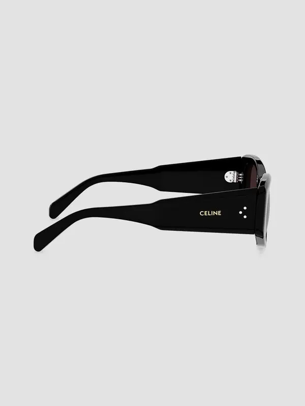 Celine 3 Dots 54mm Rectangular Sunglasses - Shiny Black Violet