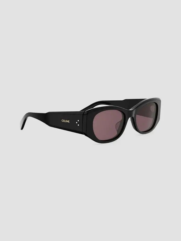 Celine 3 Dots 54mm Rectangular Sunglasses - Shiny Black Violet