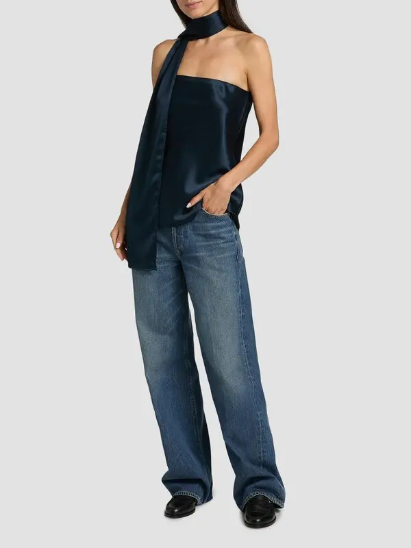REFORMATION Sienna Satin Strapless Top