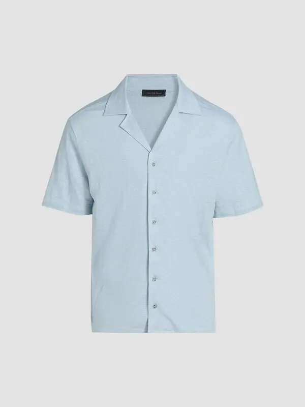 SAKS FIFTH AVENUE Collection Linen Short-sleeve Shirt - Light Blue