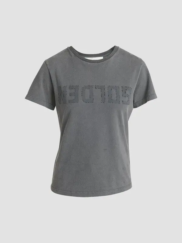 GOLDEN GOOSE Golden Distressed Crewneck Logo T-shirt - Grey