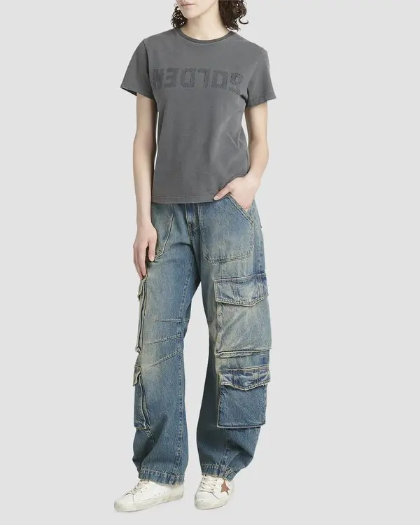 GOLDEN GOOSE Golden Distressed Crewneck Logo T-shirt