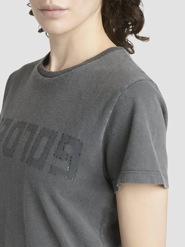 GOLDEN GOOSE Golden Distressed Crewneck Logo T-shirt