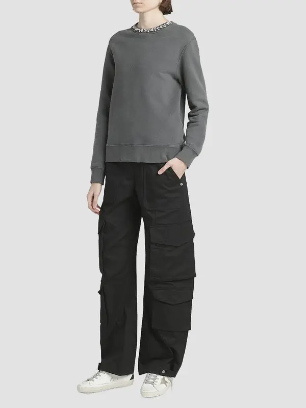 GOLDEN GOOSE Crystal-embellished Distressed Crewneck Sweatshirt