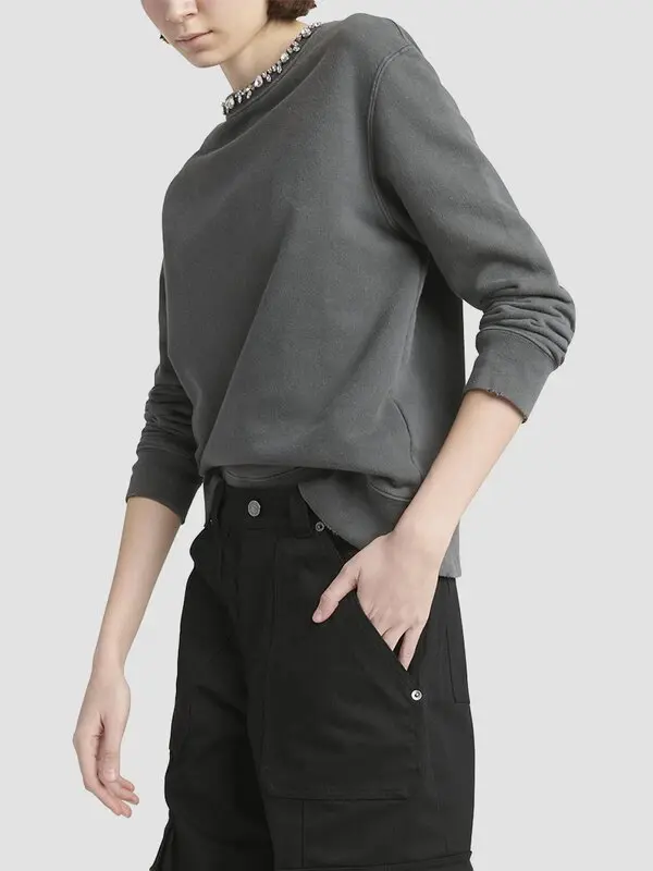 GOLDEN GOOSE Crystal-embellished Distressed Crewneck Sweatshirt