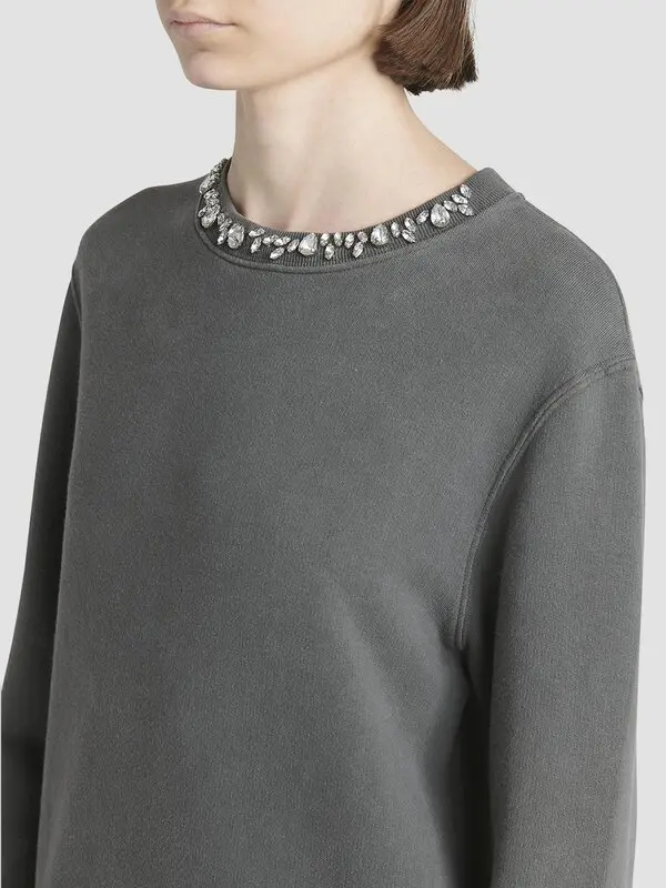 GOLDEN GOOSE Crystal-embellished Distressed Crewneck Sweatshirt