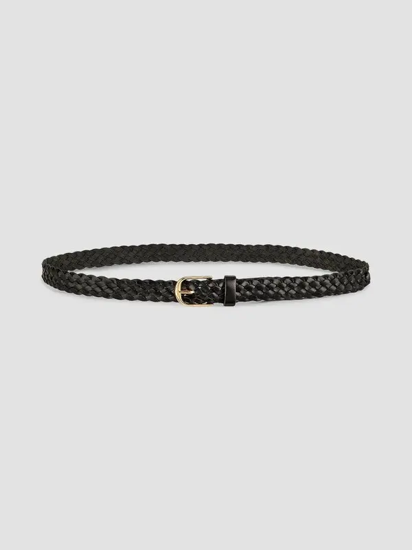 NILI LOTAN Jane Braided Leather Belt - Black