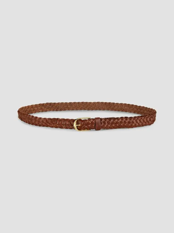 NILI LOTAN Jane Braided Leather Belt - Espresso