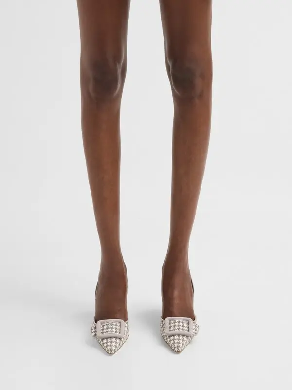 Manolo Blahnik Mayaslibi Houndstooth Slingback Pumps