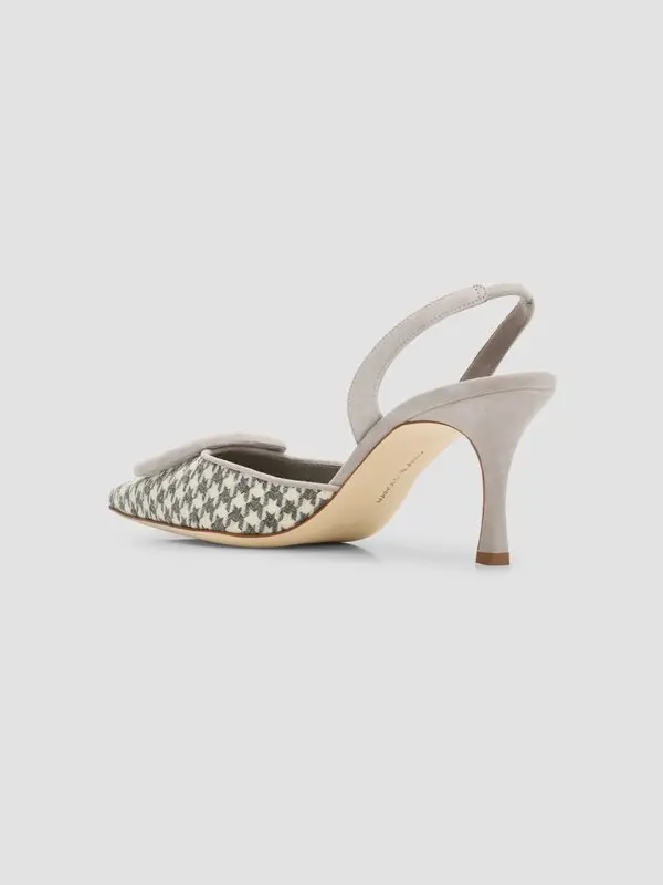 Manolo Blahnik Mayaslibi Houndstooth Slingback Pumps