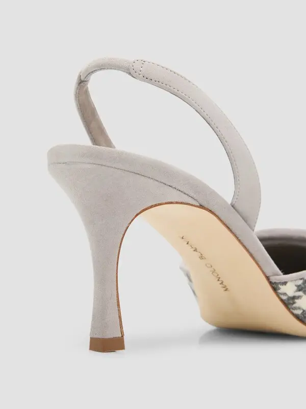 Manolo Blahnik Mayaslibi Houndstooth Slingback Pumps