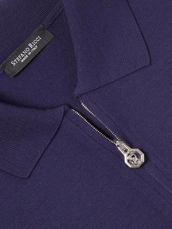 Stefano Ricci Wool Polo Sweater - Blue