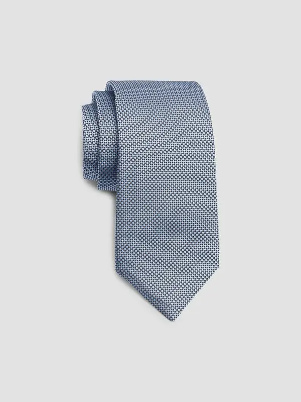 Isaia Geometric Silk Tie - Light Blue