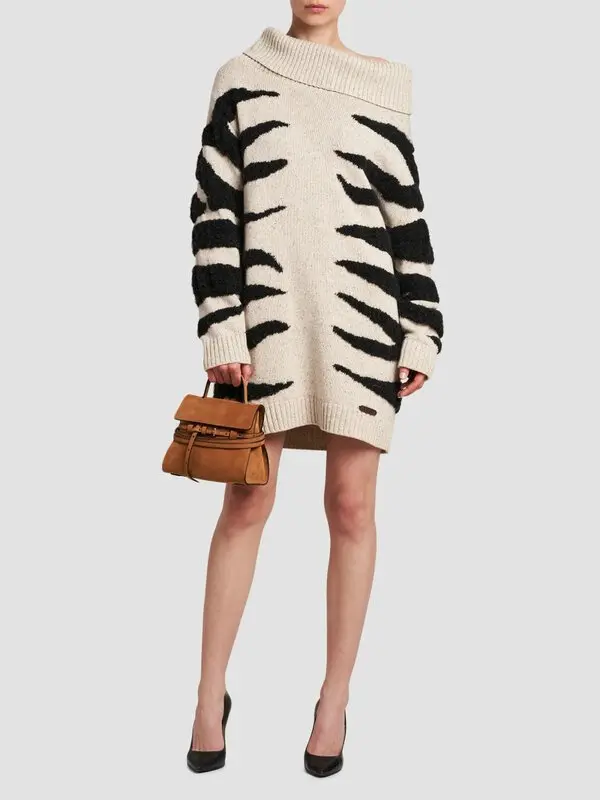 Moschino Tie Me Suede Top Handle Bag - Hide