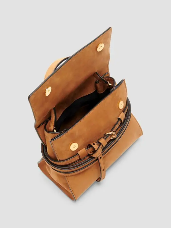 Moschino Tie Me Suede Top Handle Bag - Hide