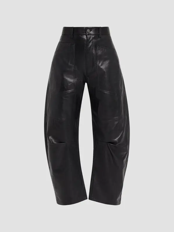 NILI LOTAN Shon Leather Barrel-leg Pants - Midnight