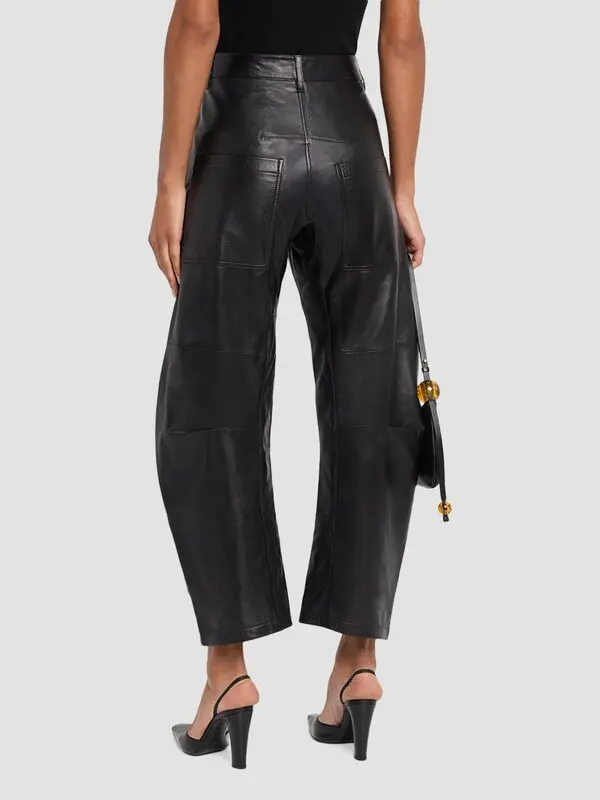 NILI LOTAN Shon Leather Barrel-leg Pants