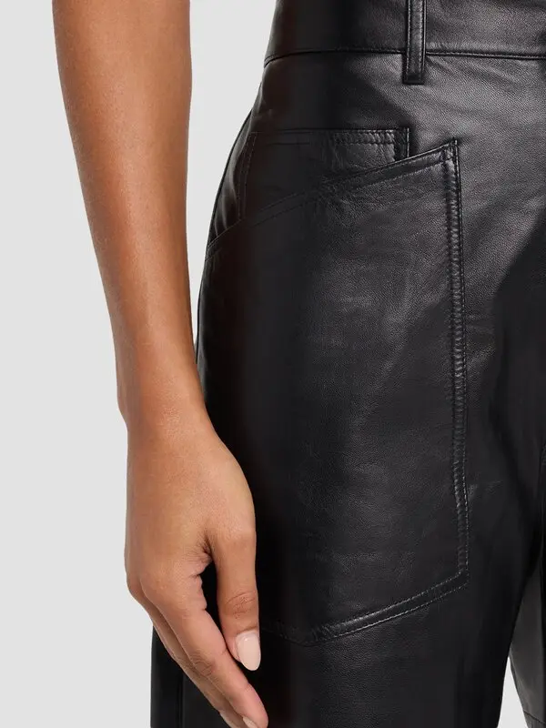 NILI LOTAN Shon Leather Barrel-leg Pants