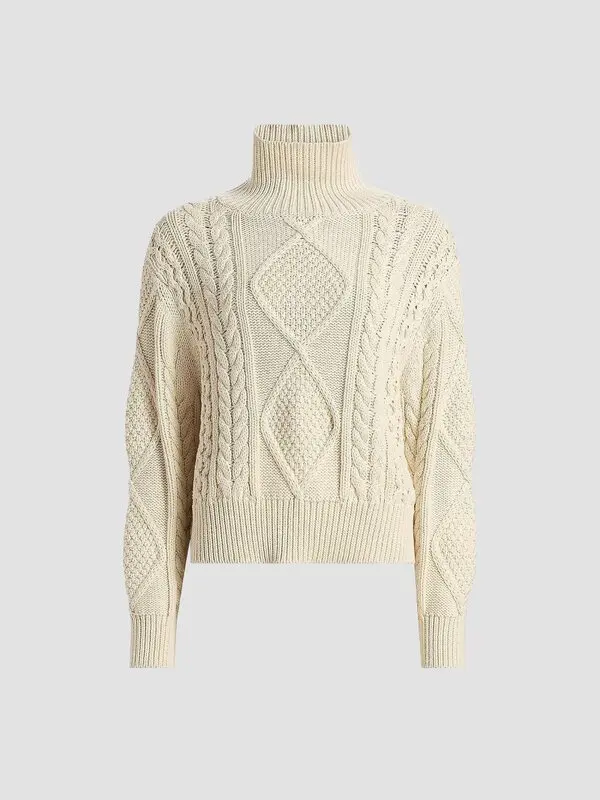 NILI LOTAN Kimmy Cotton-cashmere Turtleneck Sweater - Ecru