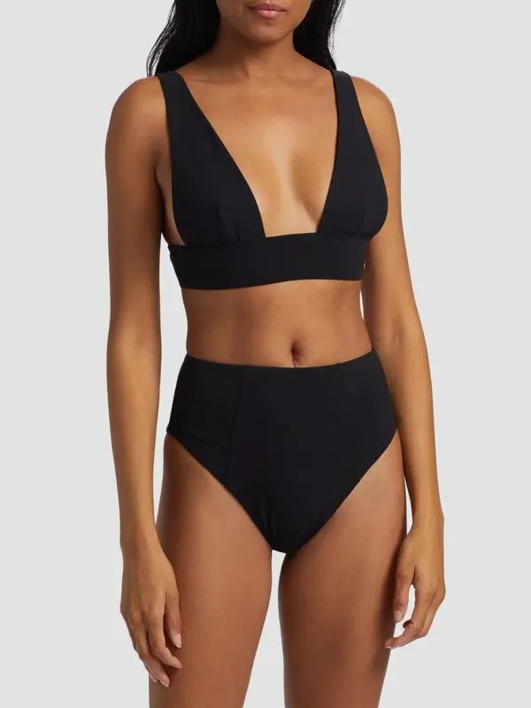 Kiki De Montparnasse Echauffe V-neck Bikini Top - Black