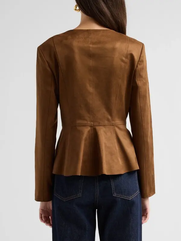 MILLY Reina Faux Suede Peplum Jacket