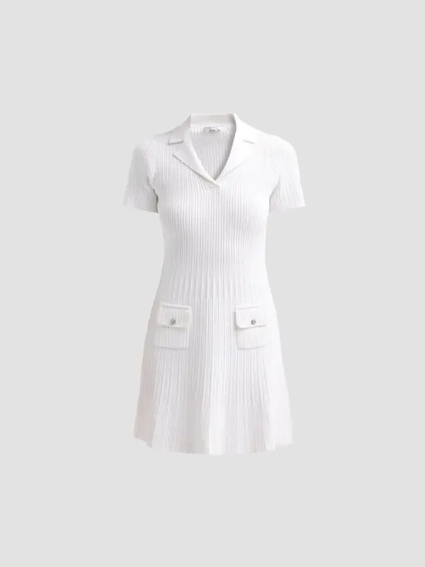 MILLY Romy Rib-knit Polo Mini Dress