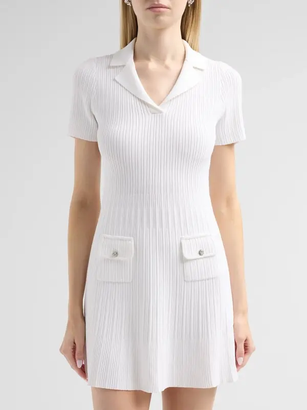 MILLY Romy Rib-knit Polo Mini Dress
