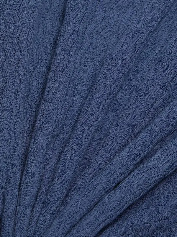 SAKS FIFTH AVENUE Collection Basketweave Knit Cotton Polo Shirt - Blue