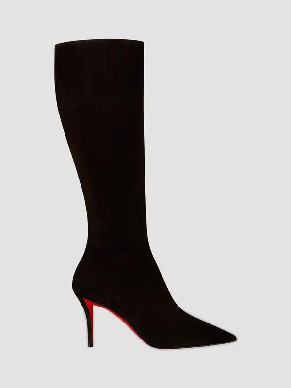 CHRISTIAN LOUBOUTIN Miss Z Botta 80mm Veau Velours Calf Knee High Boots - Cafe
