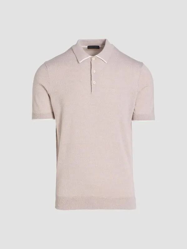 SAKS FIFTH AVENUE Wool Mouliné Polo Shirt - Sand