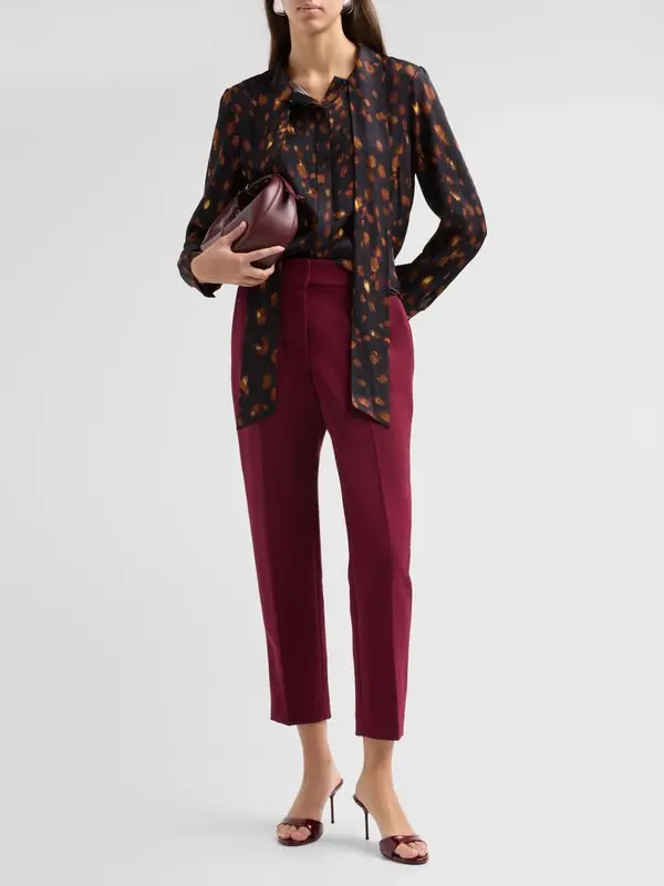 MILLY Printed Tieneck Silk-blend Blouse