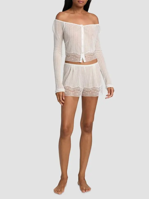 Kiki De Montparnasse Pointelle-knit Lace Shorts