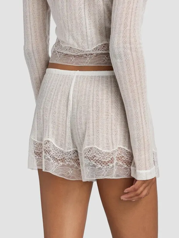 Kiki De Montparnasse Pointelle-knit Lace Shorts