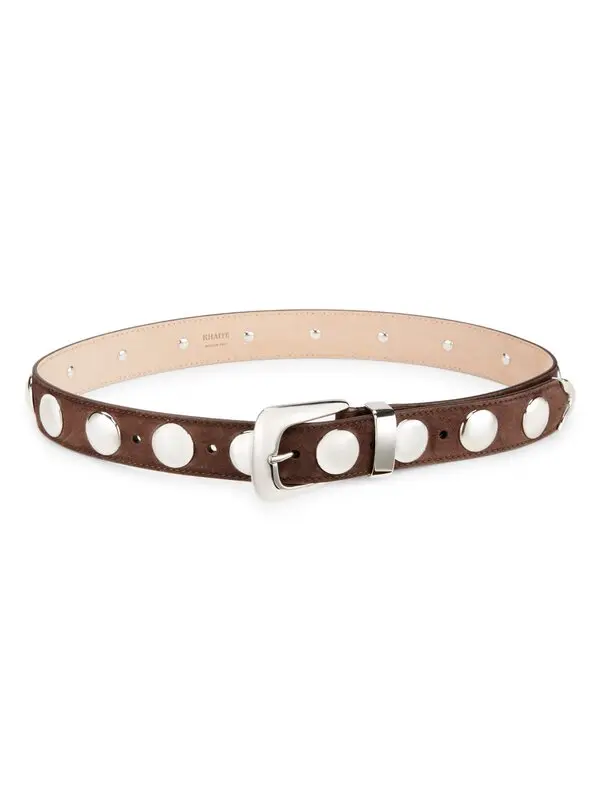 Khaite Benny Studded Suede Belt - Coffee