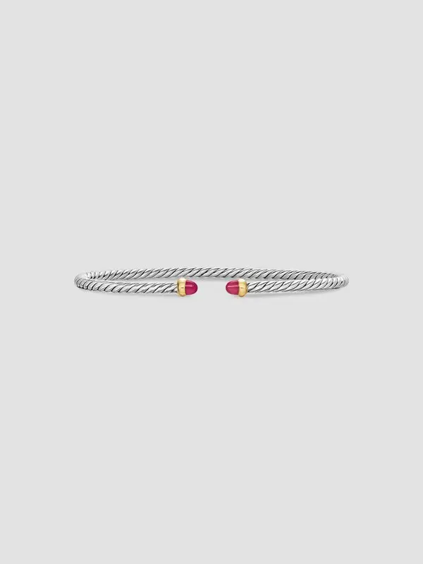 David Yurman Micro Cable Flex Bracelet In Sterling - Ruby